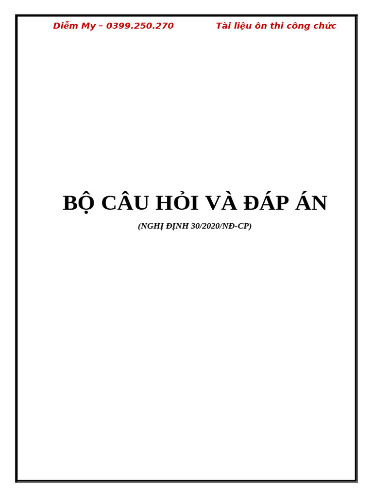 Bo Trac Nghiem Cong Tac Van Thu (Ko Dap An) | PDF