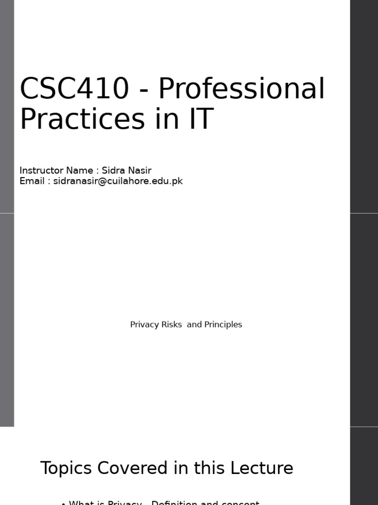 Lecture 10 | PDF | Privacy | Information