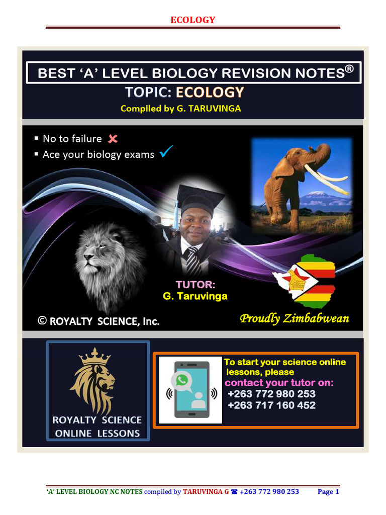 A Level Ecology Revision Notes | PDF | Food Web | Biomass (Ecology)