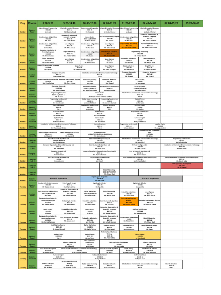 Time Table CS Dept. Fall 2024 | PDF | Computing | Computer Science