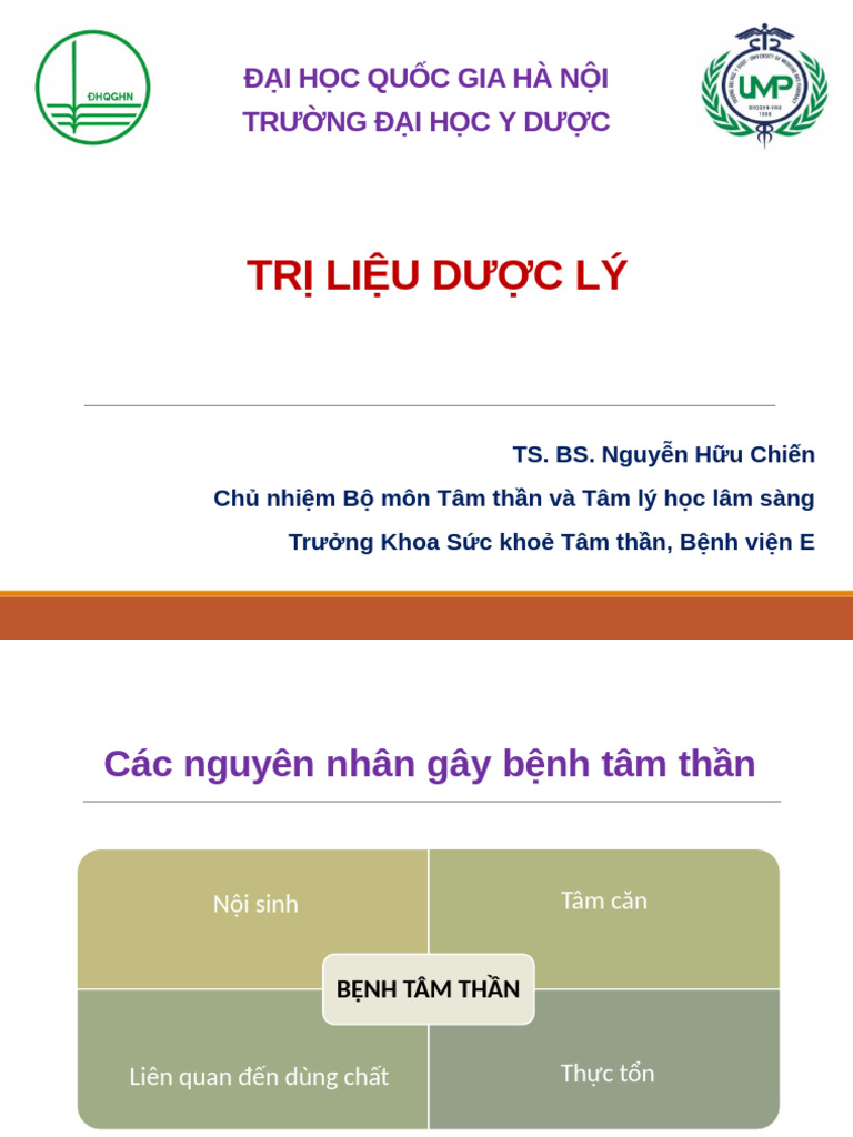BÀI GIẢNG DƯỢC LÝ Tâm Thần HVTL | PDF