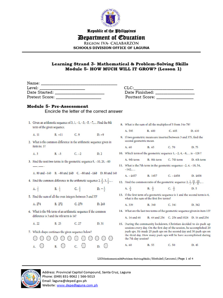 LS-3-math Module-5 Mathematical and Problem Solving King | PDF | Mathematics