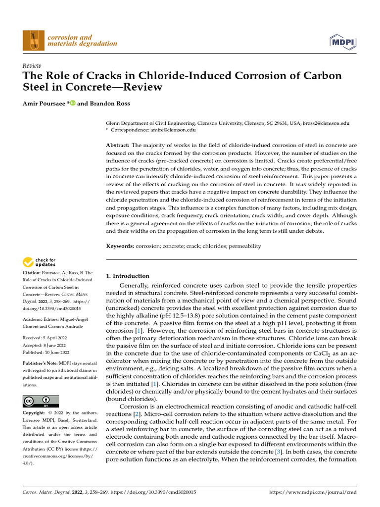 The Role of Cracks in Chloride-Induced Corrosion | PDF | Corrosion ...