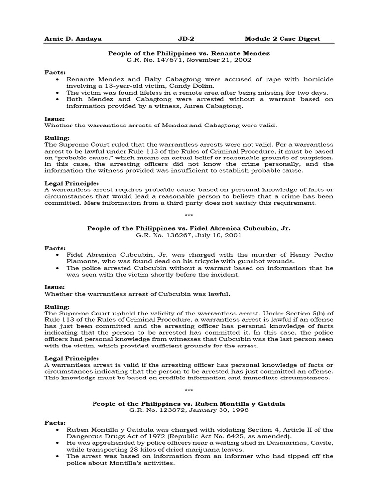 Criminal Procedure Module 2 Case Digest | PDF | Bail | Plea Criminal Procedure Module 2 Case Digest | PDF | Bail | Plea