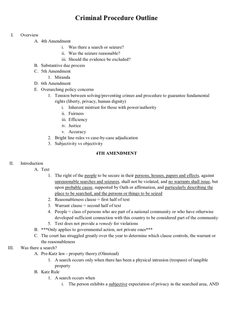 Criminal Procedure Outline | Search And Seizure | Search Warrant