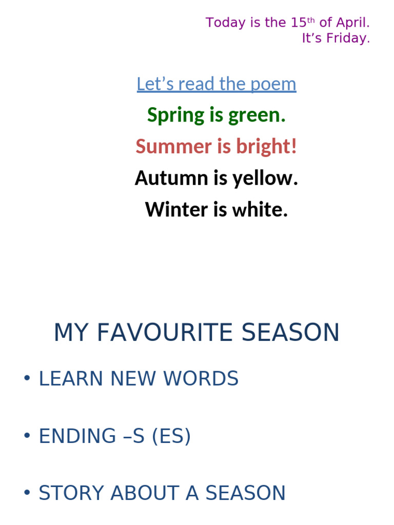 My Favourite Season Poem | PDF | Poetry