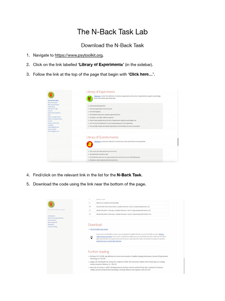 NBack Lab | PDF | Experiment | Working Memory