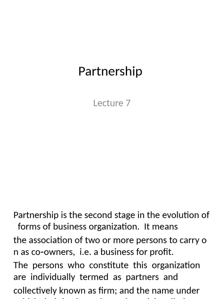 lecture 7a | PDF | Partnership | Limited Partnership