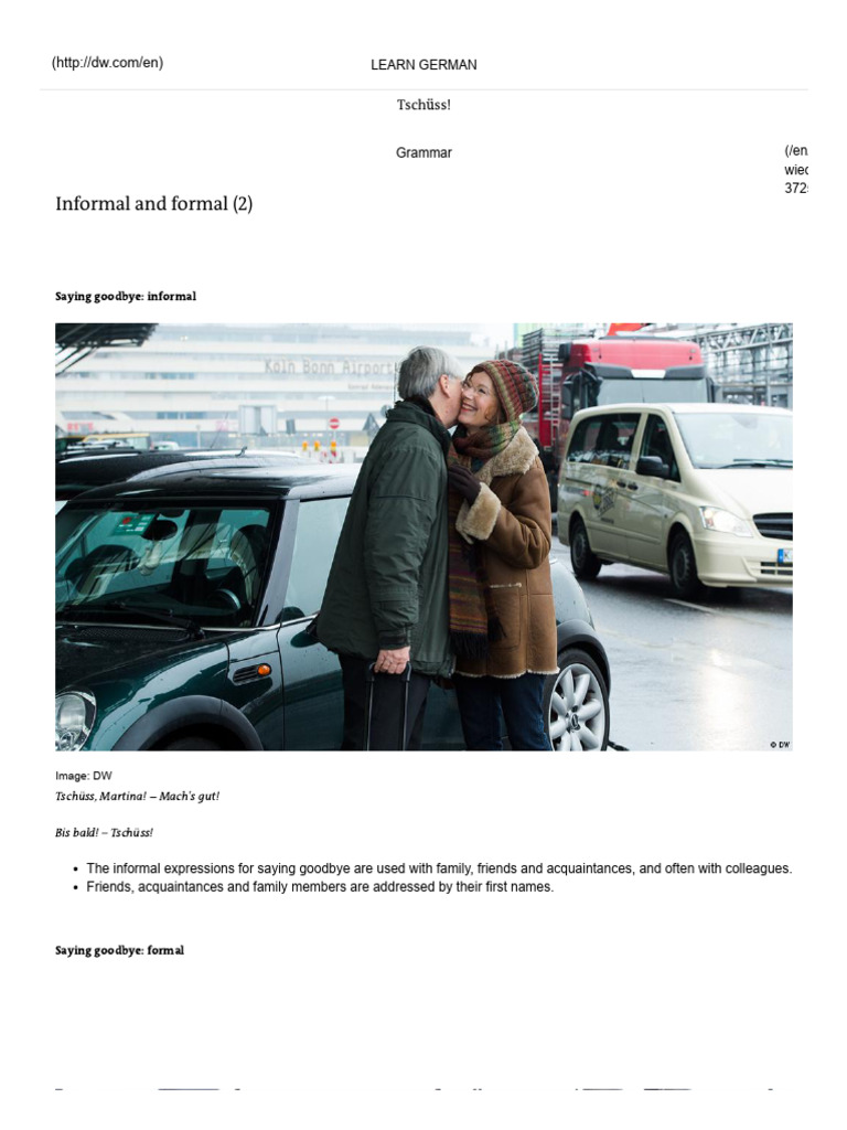 Formal vs Informal Goodbyes in German | PDF | Linguistics | Human ...