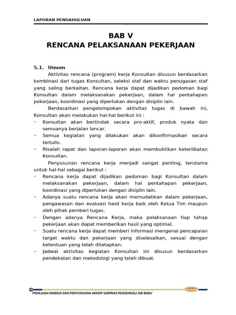 BAB-5 Rencana Pelaksanaan Pekerjaan - Alokasi Air - Sip | PDF