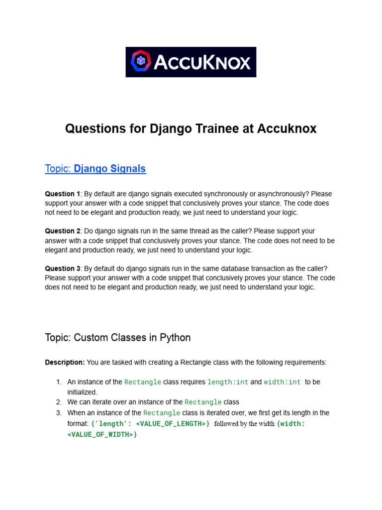 Questions - Django Trainee | PDF