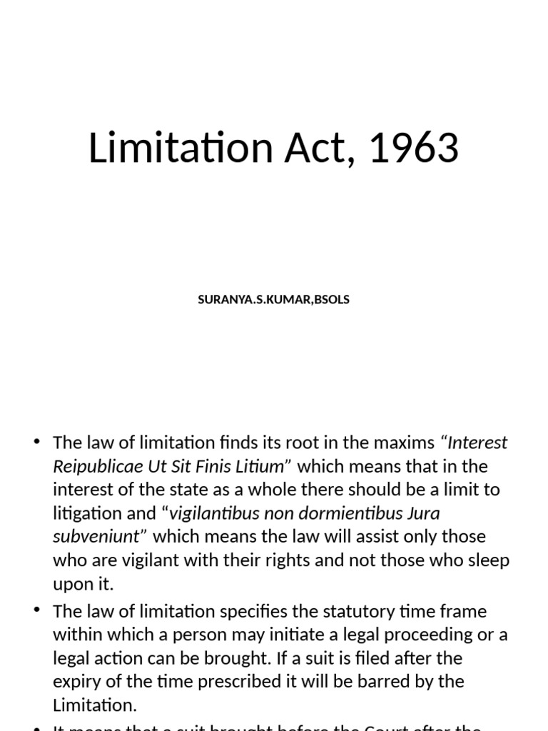 Limitation Act, 1963 | PDF | Lawsuit | Tort