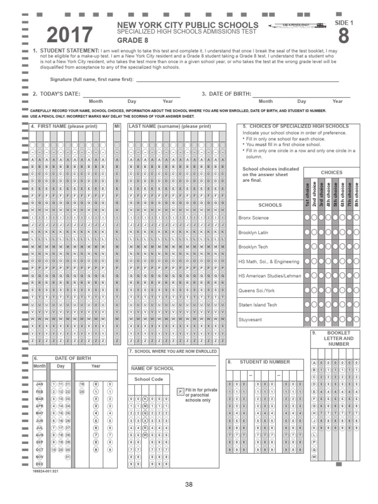 SHSAT Practice Test Form A (2018) | PDF | Schools
