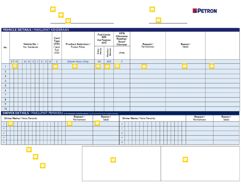 Petron Fleet Card Request Form | PDF