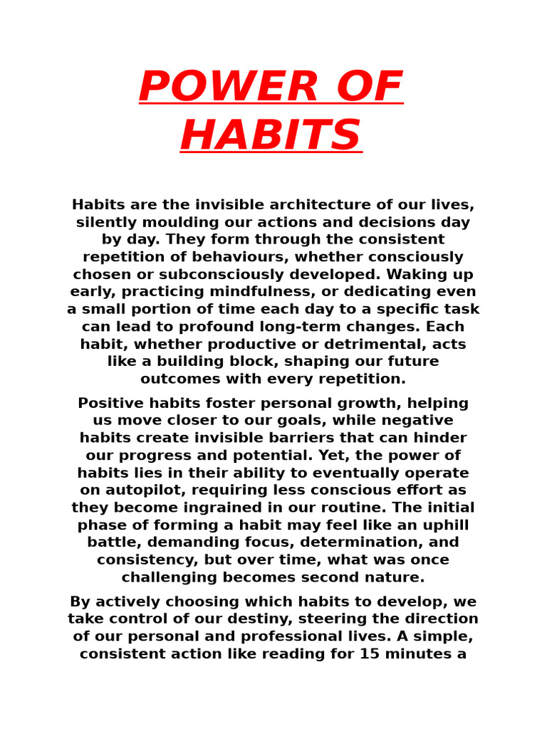 Harnessing the Power of Habits | PDF