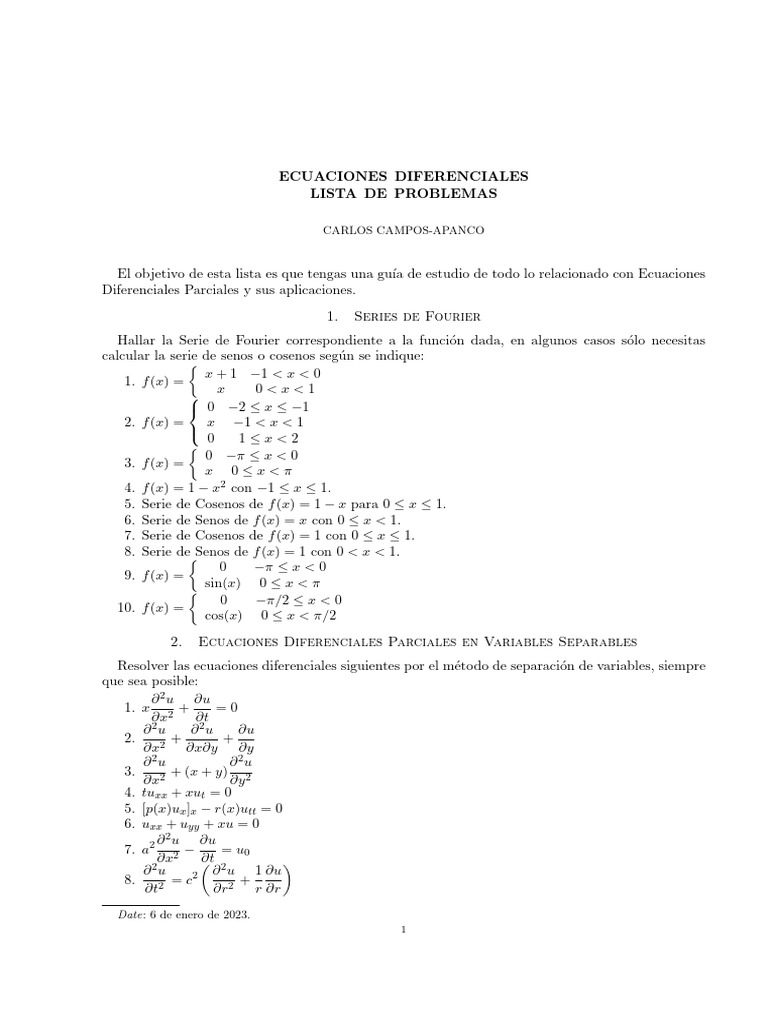Ecuaciones Diferenciales Parciales | PDF | Ecuaciones | Matemáticas Aplicadas