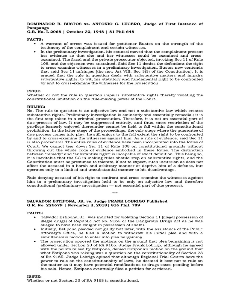 CrimPro Module 1 Case Digests Assignment | PDF | In Rem Jurisdiction | Plea