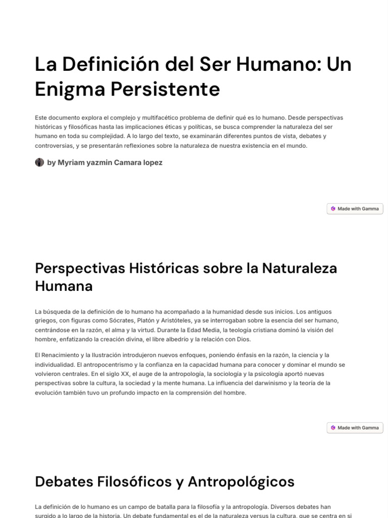 La Definicion Del Ser Humano Un Enigma Persistente | PDF | Moralidad | Humano