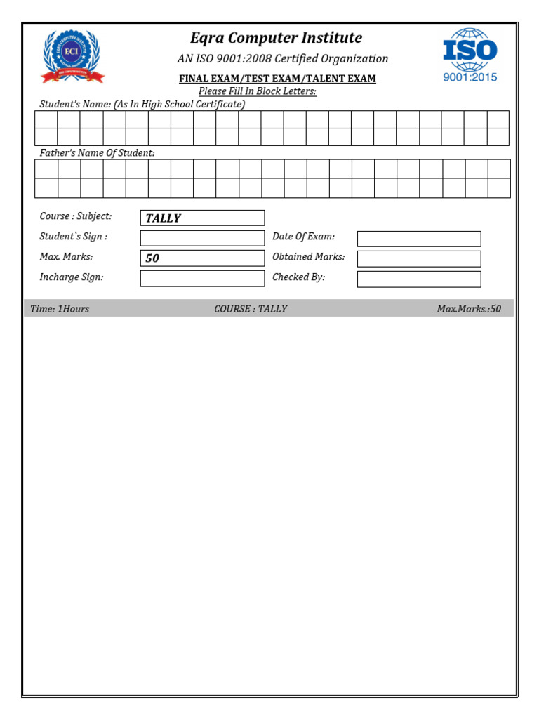 Tally Exam Questions and Format Guide | PDF | Business Economics | Business