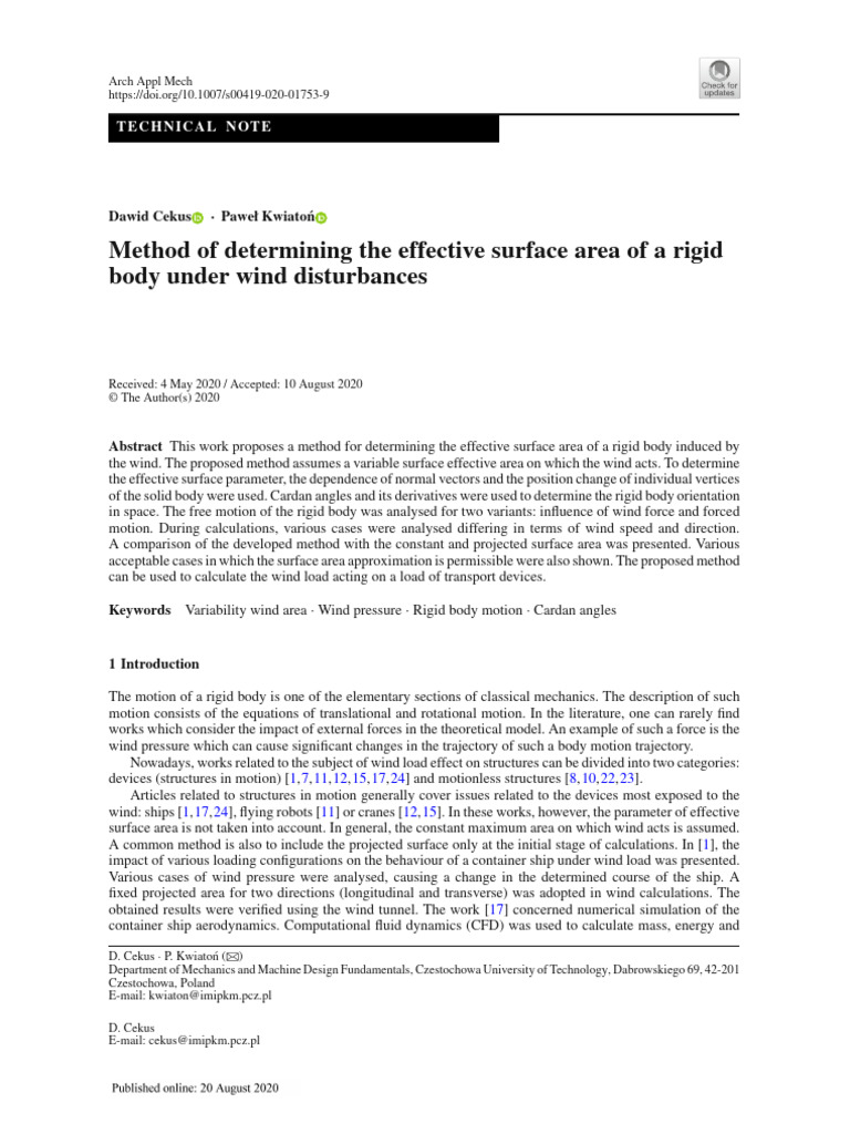 Method of determining the effective surface area of a rigid卡尔丹角 | PDF ...