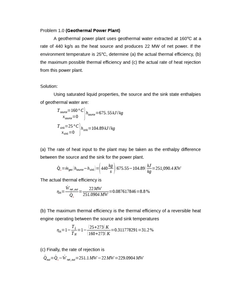 Geothermal Power Plant Problems and Solutions | PDF | Power Station | Enthalpy