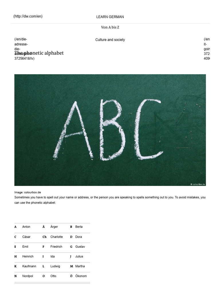 The Phonetic Alphabet - Culture and Society - Von A Bis Z - DW Learn ...