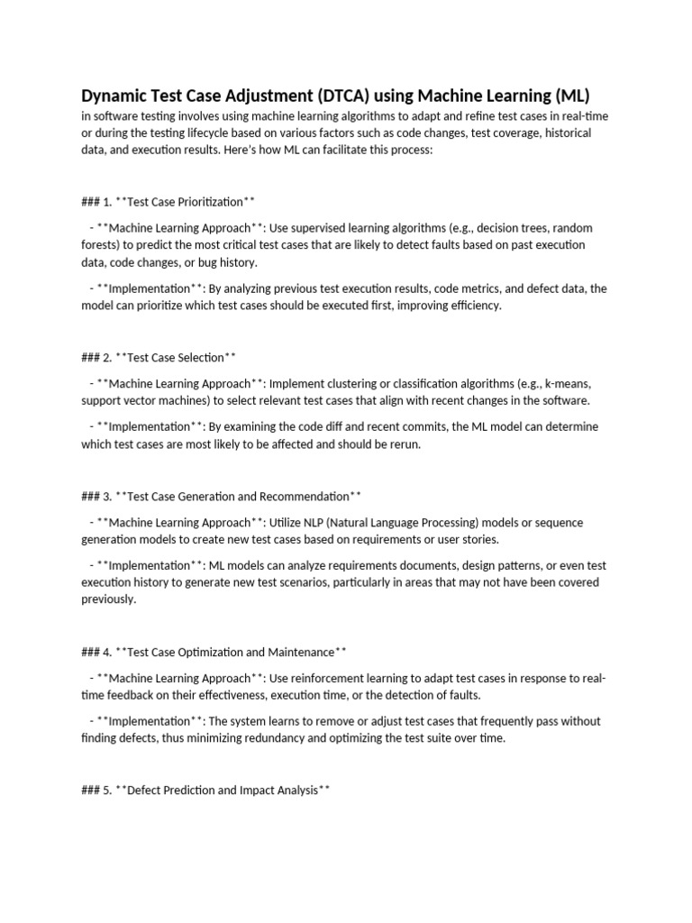 Dynamic Test Case Adjustment | PDF | Machine Learning | Artificial ...