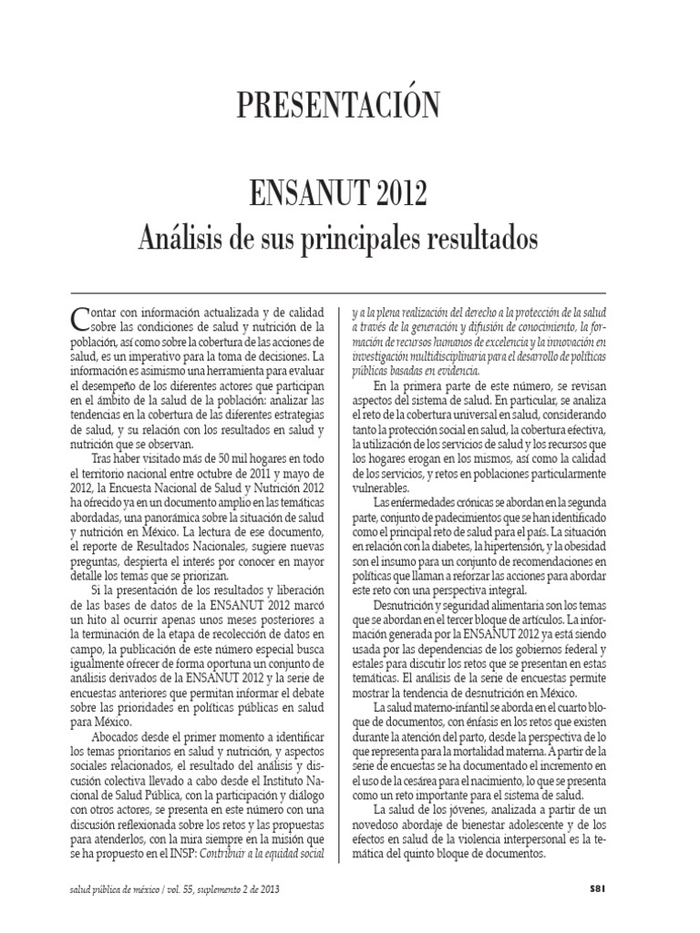 Presentación Ensanut 2012 Análisis de Sus Principales Resultados | PDF