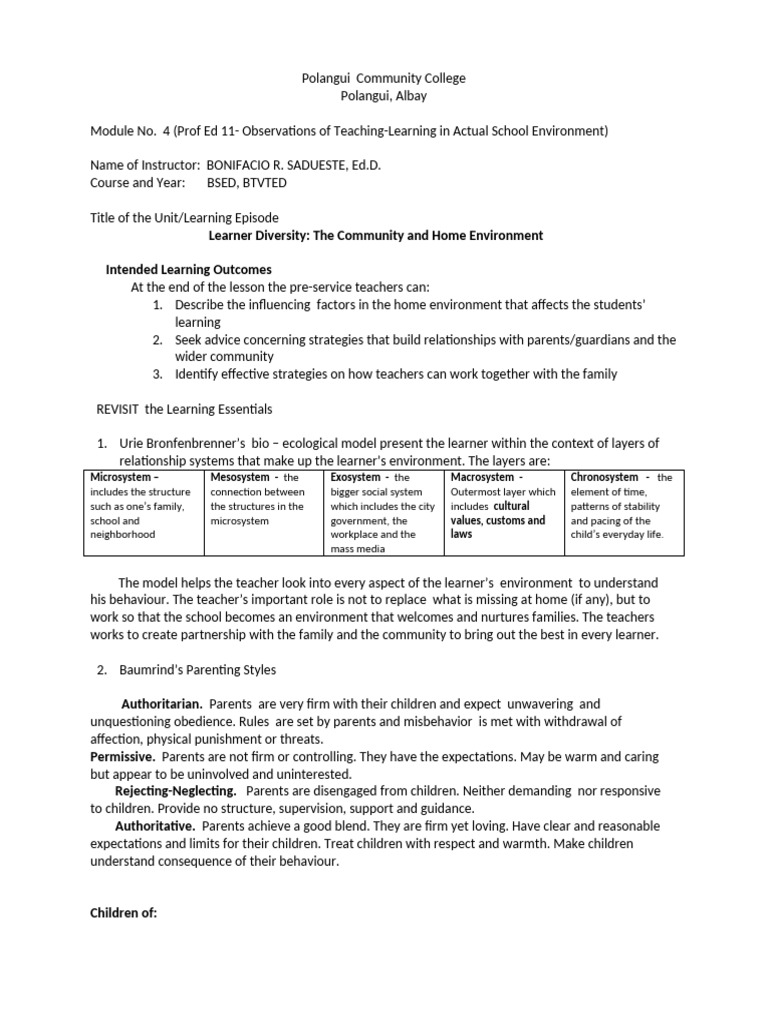 Module 4 FS 1 (Prof Ed 11) | PDF | Learning | Social Psychology