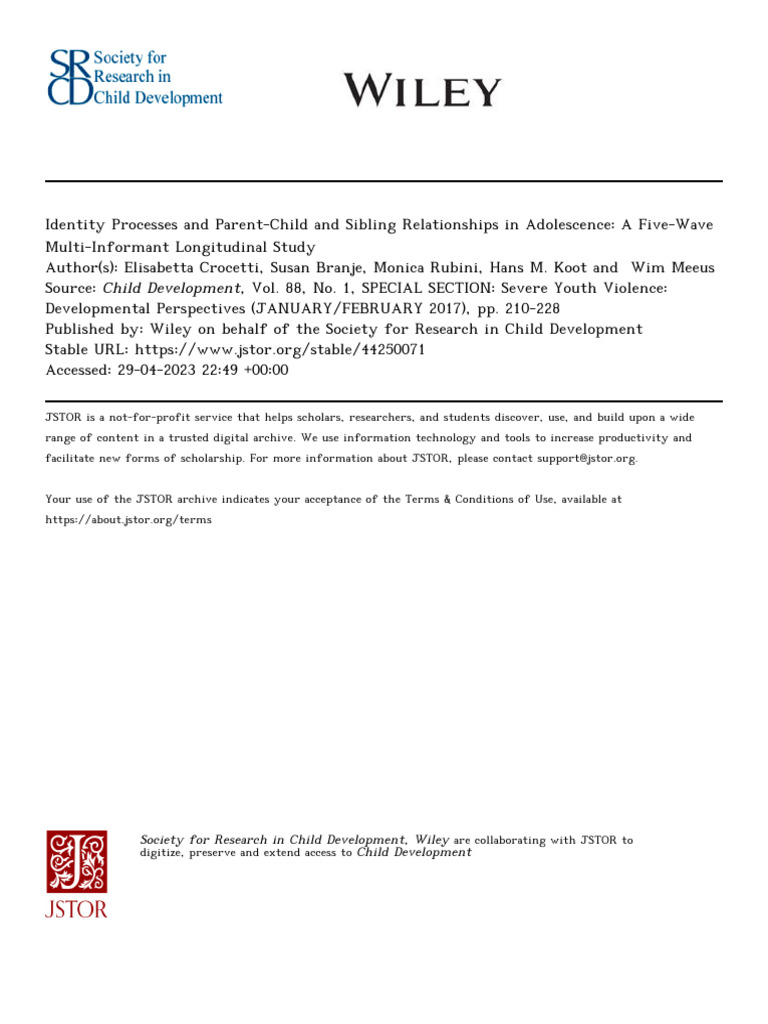 Identity Processes and Parent-Child and Sibling Relationships in ...