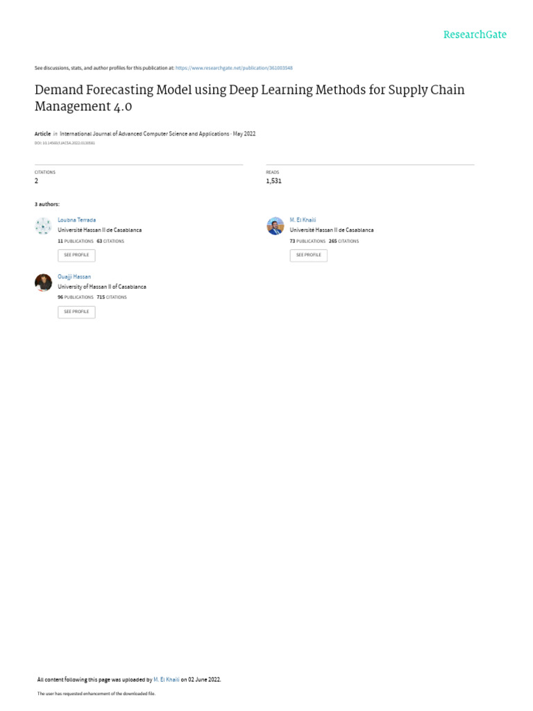 Demand Forecasting Model Using Deep Learning Methods For Supply Chain ...