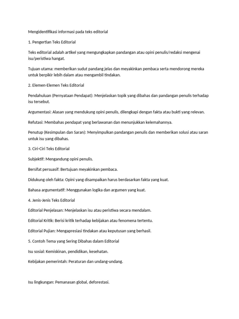 Pengertian dan Elemen Teks Editorial | PDF