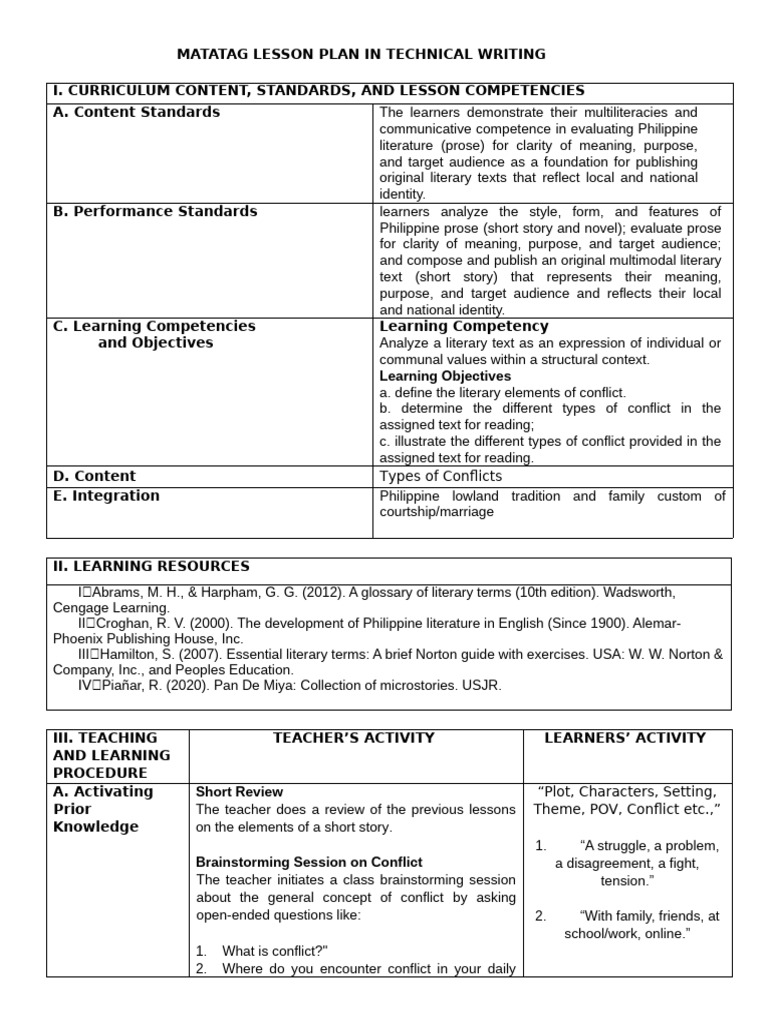 Types-of-Conflicts-Teaching-Demonstration | PDF | Learning | Human Communication