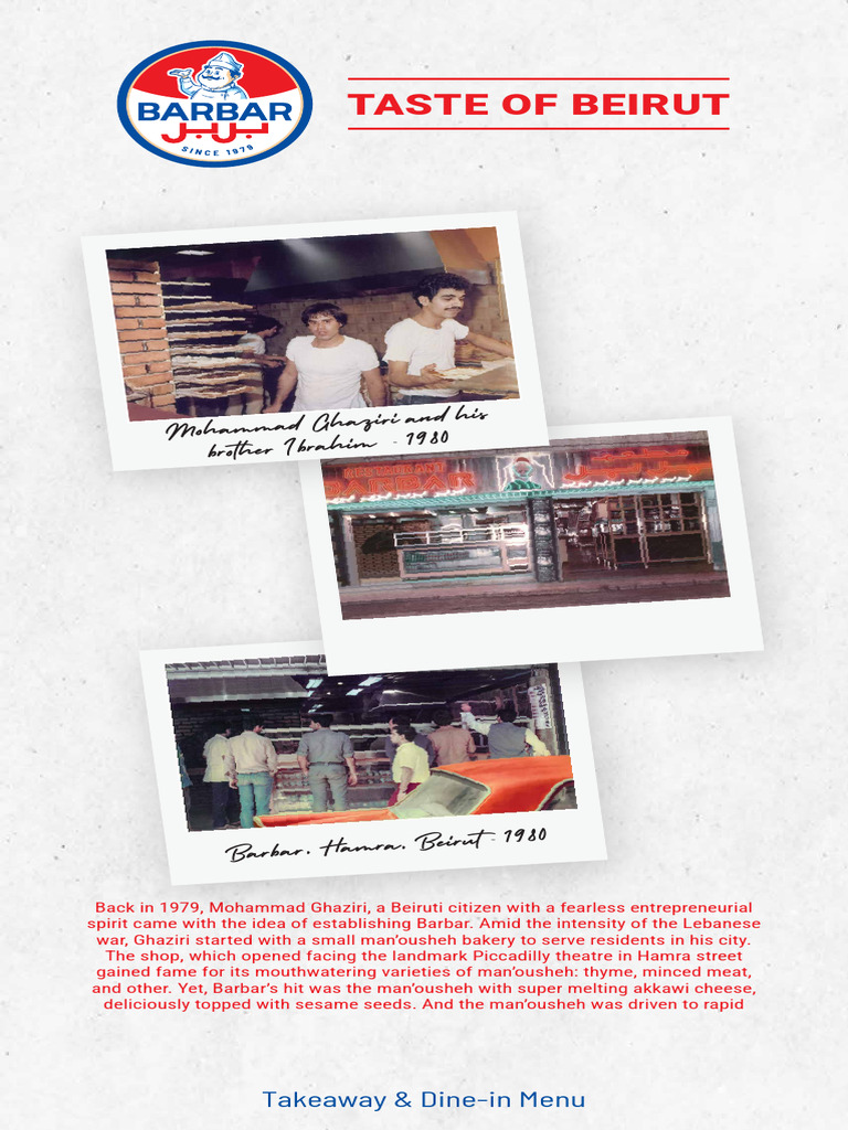 Taste of Beirut Menu: Man'ousheh & More | PDF | Pickling | Pickled Cucumber