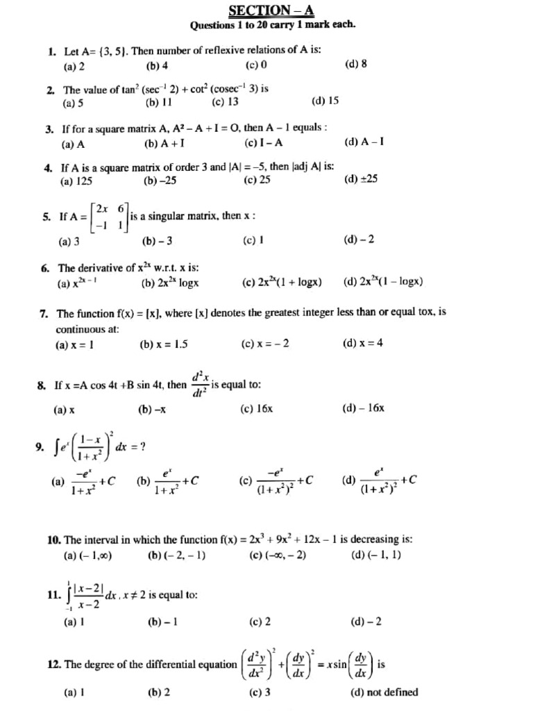 maths final class 12 paper 12 | PDF | Function (Mathematics) | Equations maths final class 12 paper 12 | PDF | Function (Mathematics) | Equations