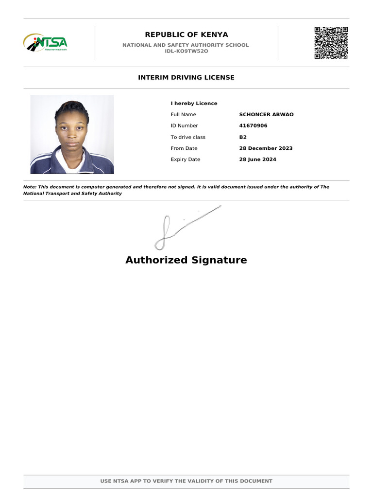 IDL KO9TW52O Interim Driving License | PDF