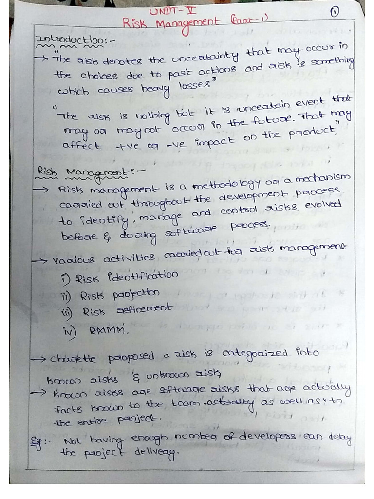 Se Unit -5 (Risk Management Part-1)-1 | PDF