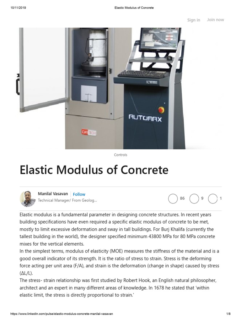 Engineers' Guide to Concrete Elasticity | PDF | Young's Modulus ...