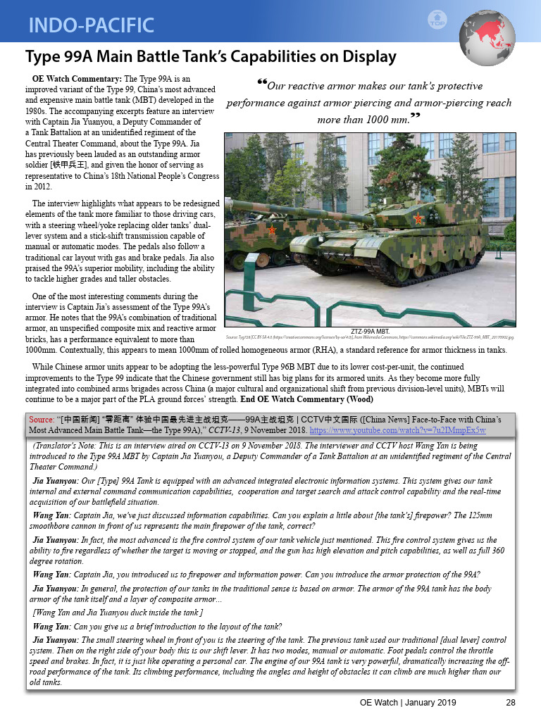 2019-01-01 Type 99A Main Battle Tank's Capabilities On Display (Wood ...