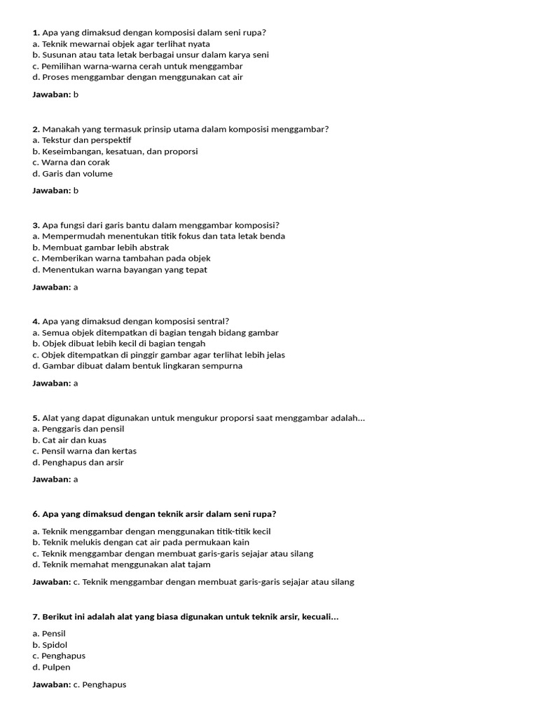 Soal Kuis | PDF | Seni