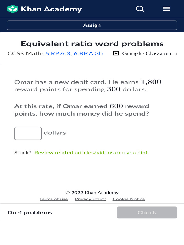 Equivalent Ratio Word Problems (Practice) Khan Academy | PDF | Career ...