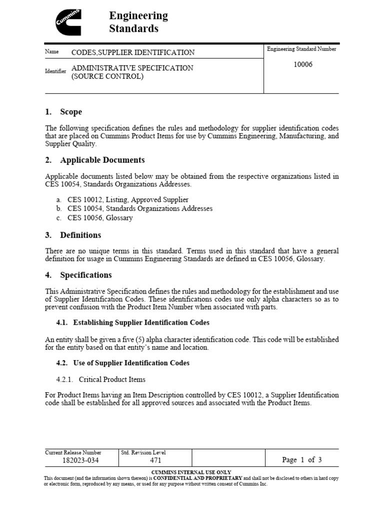 Supplier Identification Code Guidelines | PDF | Specification ...