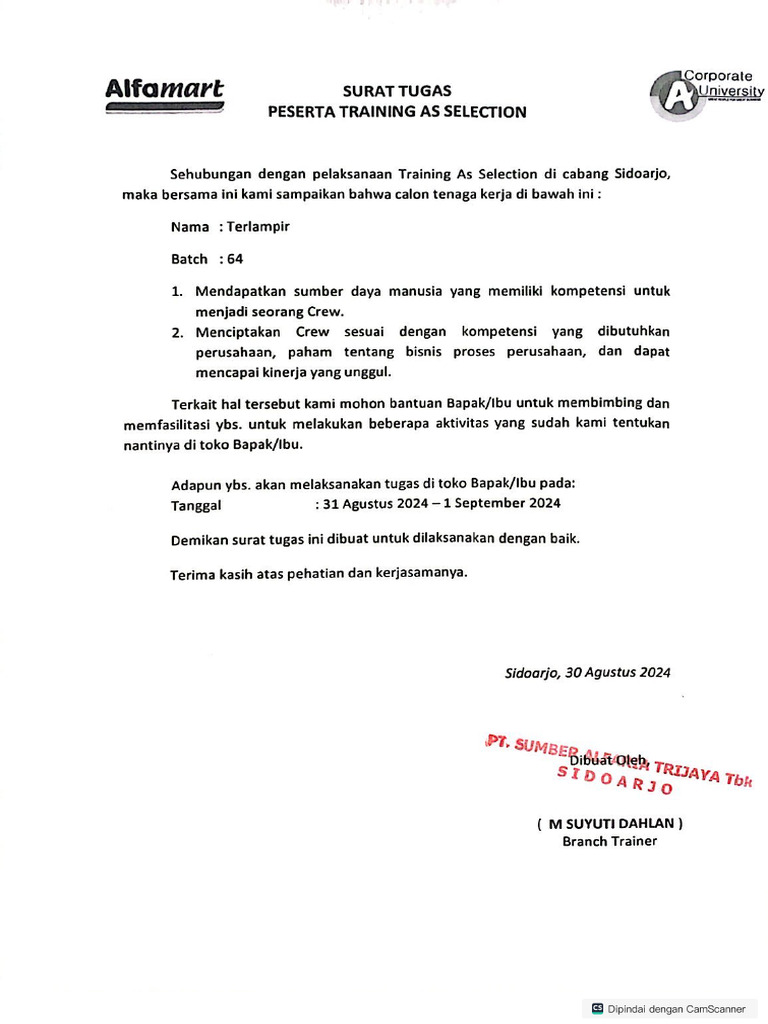 Penugasan Toko Batch 64 31 Agustus Dan 1 September 2024 SDJ | PDF