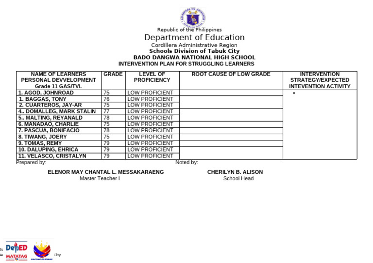Intervention Plan Template | PDF