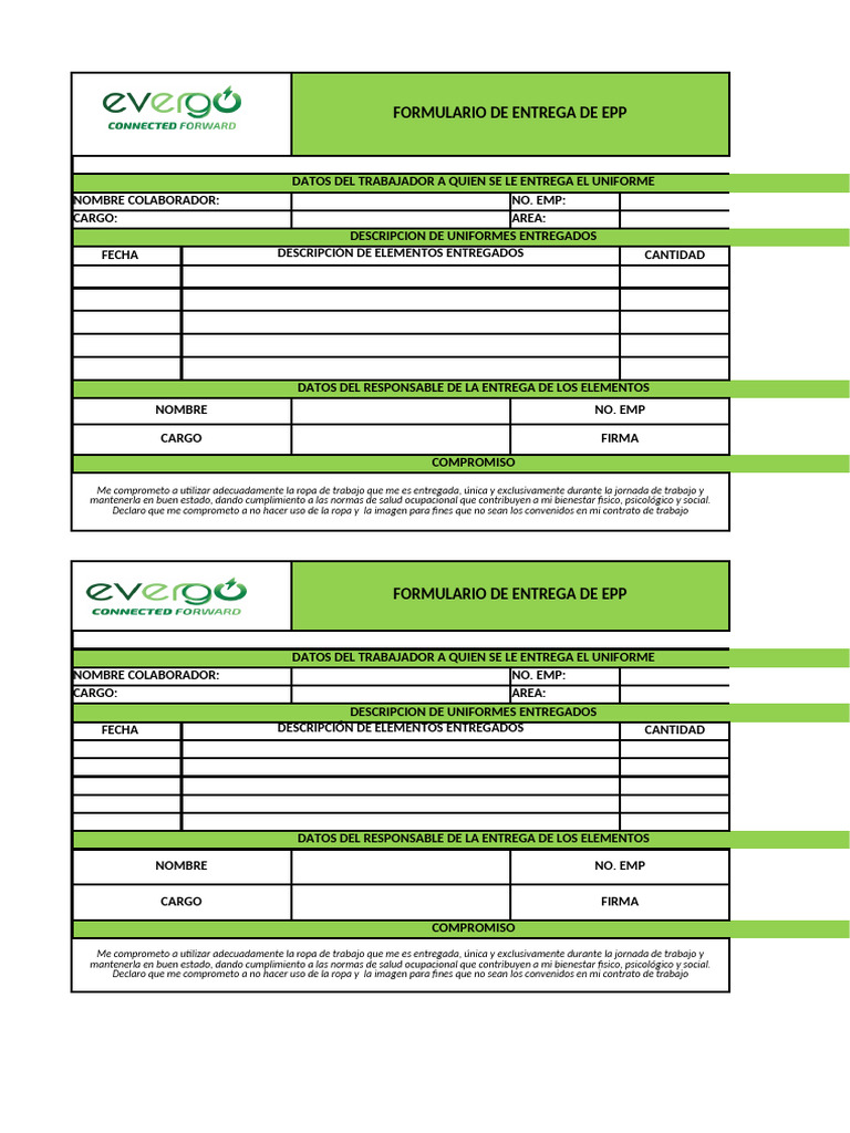 Formulario de Entrega de EPP | PDF