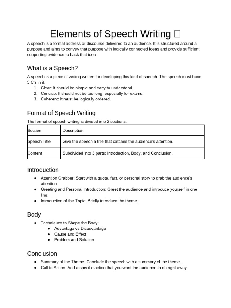Essential Elements of Speech Writing | PDF | Logos | Persuasion