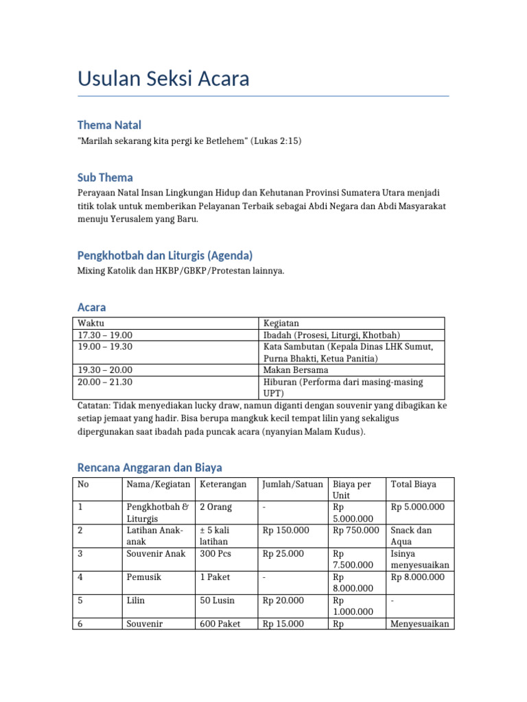 Usulan Seksi Acara | PDF
