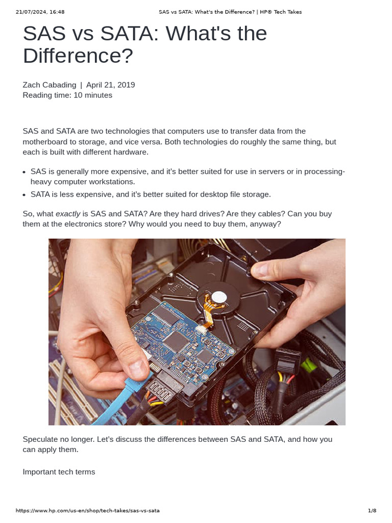 SAS Vs SATA: What's The Difference | PDF | Hard Disk Drive | Solid ...