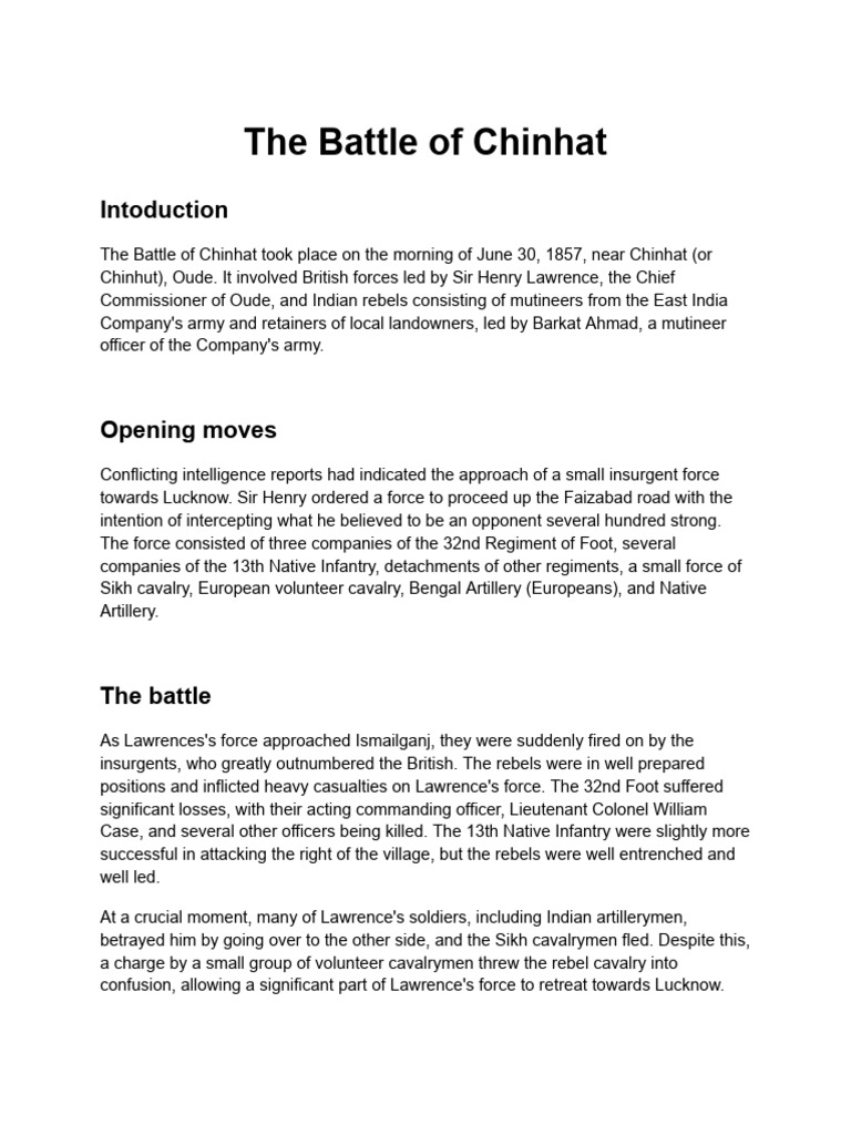 The Battle of Chinhat | PDF