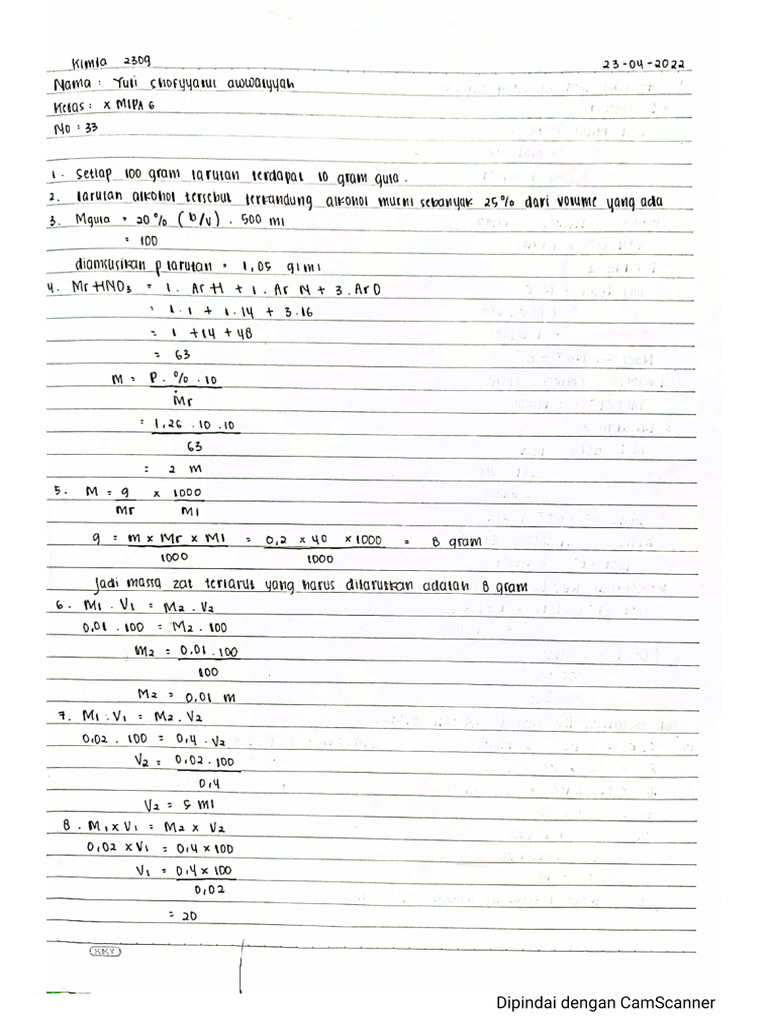 kimia 2309 yuli Shofyyatul Awwalyyah XMIPA6_33 23-4-2022 | PDF